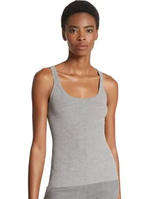 Michael Kors Ribbed Stretch Viscose Tank Top - Grey