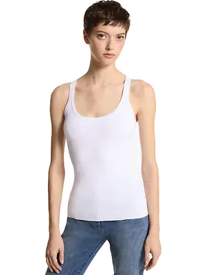 Michael Kors Ribbed Stretch Viscose Tank Top - White