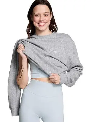 Pink Campus Fleece Oversized Crew Sweatshirt Grey