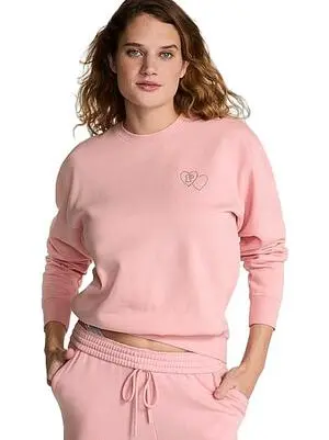 Pink Campus Fleece Oversized Crew Sweatshirt Pink