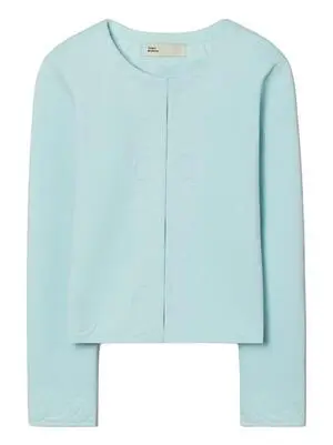Tory Burch Tory Burch Kendra Embossed Cardigan Atoll Blue