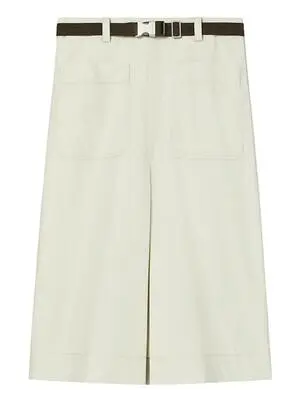Tory Burch Pleated Cotton Twill Skirt - Stone