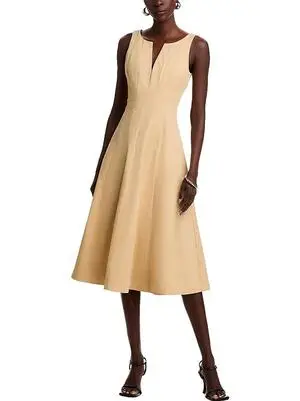 Aqua Paneled Midi Dress - Tan