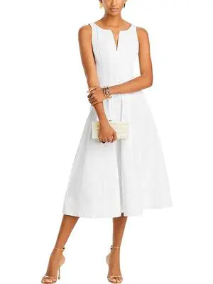 Aqua Paneled Midi Dress - White