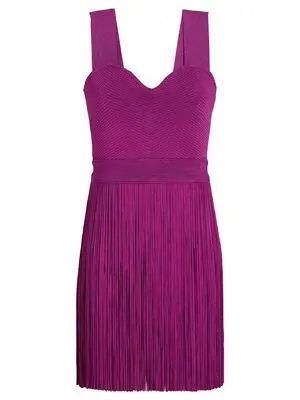 Herve Leger Fringed Stretch-knit Mini Dress - Purple