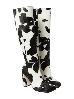 Amina Muaddi Marine Calf Hair Knee-high Boots - Multicoloured