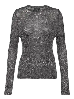 Balenciaga Sequined Metallic Knit Sweater - Black