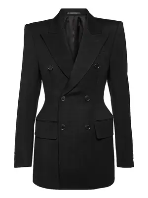Balenciaga Hourglass Wool Blazer - Black