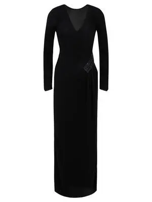 Giorgio Armani Long Pleated Jersey Dress - Black