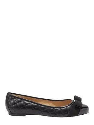 FERRAGAMO Quilted Varina Ballet Flat - Black