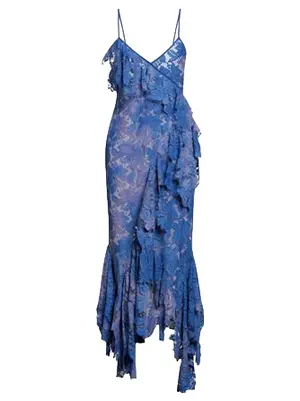 Attico Maxi Dress In Cotton, Viscose, And Polyester - Blue