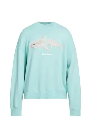Palm Angels Crewneck Sweatshirt With Appliqués - Blue