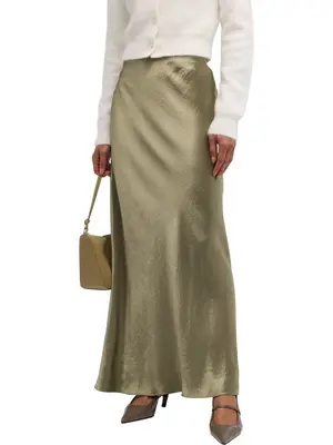 Vince Vince Satin Maxi Skirt Artichoke