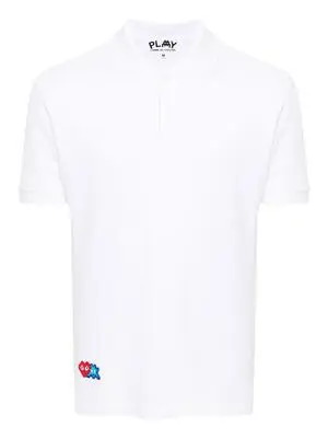 Play Comme Des Garcon X The Artist Invader Pixelated-appliqué Polo Shirt - White
