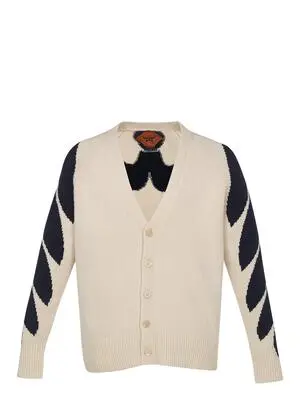 Mcm Intarsia Laurel Cardigan - White/croissant