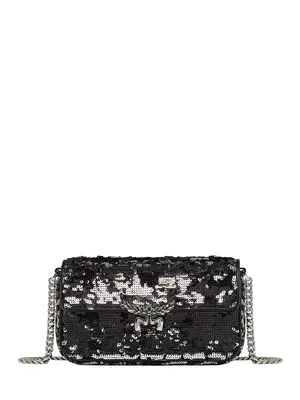 Mcm Himmel Sequin Shoulder Bag - Silver