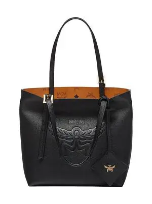 Mcm MCM Himmel Shopper In Embossed Logo Leather Black
