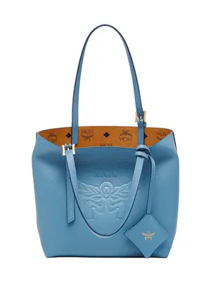 Mcm Himmel Embossed Logo Shopper - Blue Heaven