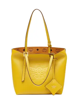 Mcm Himmel Embossed Logo Shopper - Yellow