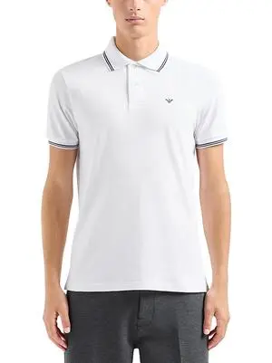 Emporio Armani Tipped Stretch Short Sleeve Polo Shirt - White