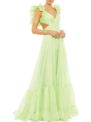 Mac Duggal Mac Duggal Ruffle Tiered Chiffon Gown Mint