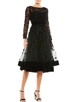 Mac Duggal Embellished Floral Dress - Black