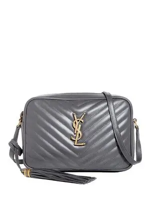 Saint Laurent Lou Quilted Leather Bag - Storm Leather/gold