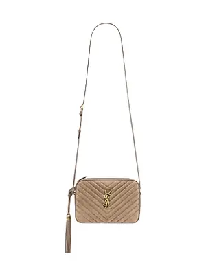 Saint Laurent Lou Quilted Leather Bag Taupe Suede