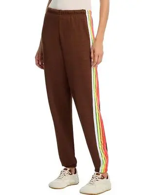 Aviator Nation Rainbow Stripe Sweatpants - Brown/white Neon