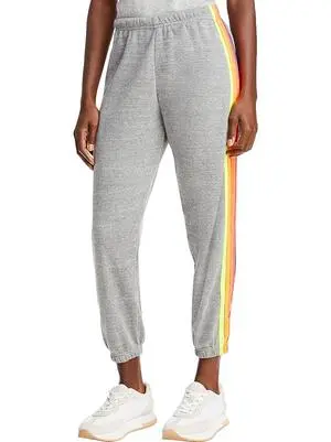 Aviator Nation Rainbow Stripe Sweatpants - Heather/neon