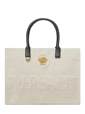 Versace La Medusa Large Tote Bag - Rope/black/versace Gold