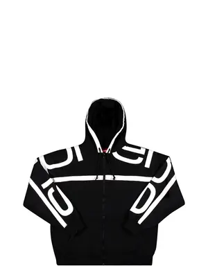 Supreme Big Logo Paneled Zip Up Hoodie - Black