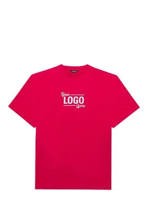 BALENCIAGA Logo Here Flatground T-shirt 'raspberry/white'