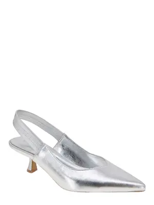 Bcbgmaxazria BCBG Kayla Pointed Toe Kitten Heel Pump Silver