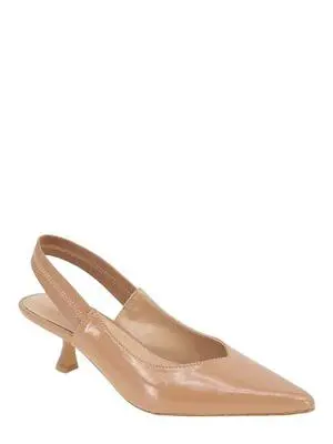 Bcbgmaxazria Kayla Pointed Toe Kitten Heel Pump - Tan Patent