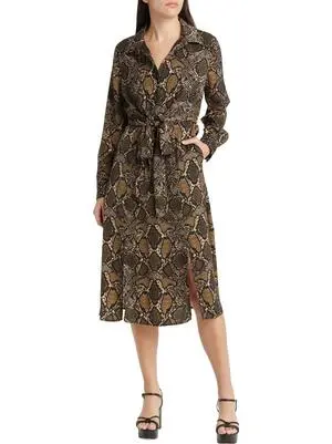 Kobi Halperin Snakeskin Print Shirtdress - Natural Multi