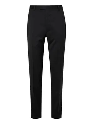 Mr P. Slim-fit Wool Tuxedo Trousers - Black