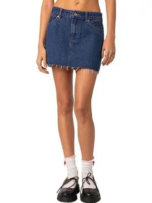 EDIKTED Jessie Denim Miniskirt - Blue-washed