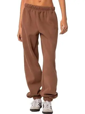 EDIKTED Clark Oversized Cotton Blend Sweatpants - Brown