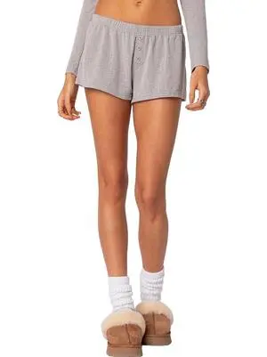 EDIKTED Pointelle Shorts - Gray