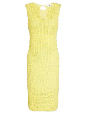 Remain Birger Christensen Embellished Open-knit Cotton Dress - Yellow