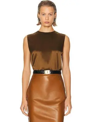 Saint Laurent Silk Top - Brun Chene