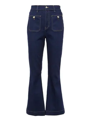 Veronica Beard Carson Cropped Flare Jeans - Blue
