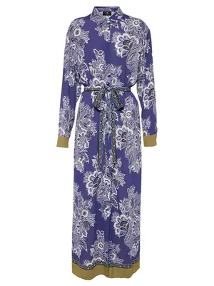 Etro Printed Shirt Midi Dress - Blue