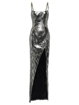 Balmain Chain-detail Snake-print Gown - Multicoloured