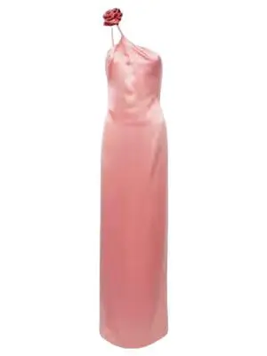 Magda Butrym Floral-appliqué Silk Satin Gown - Pink
