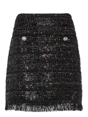 Giambattista Valli Sequined Tweed Miniskirt - Black