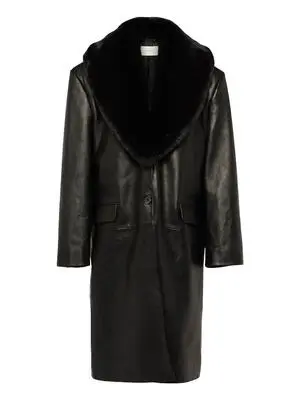 Magda Butrym Faux Fur-trimmed Leather Coat - Black