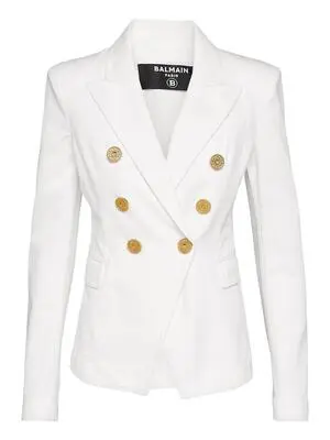Balmain Double-breasted Denim Blazer - White