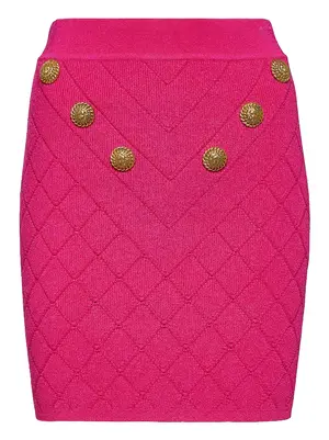 Balmain Embellished Knit Miniskirt - Pink